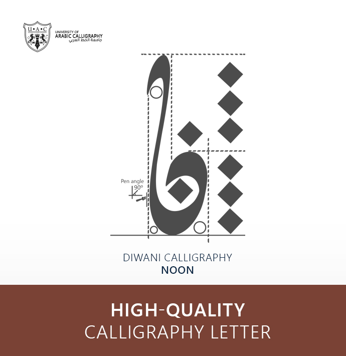 Diwani Calligraphy:Letter Noon Type One | University of Arabic Calligraphy