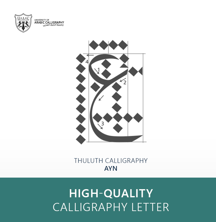 Thuluth Calligraphy:Letter Ayn Type Two | University of Arabic Calligraphy